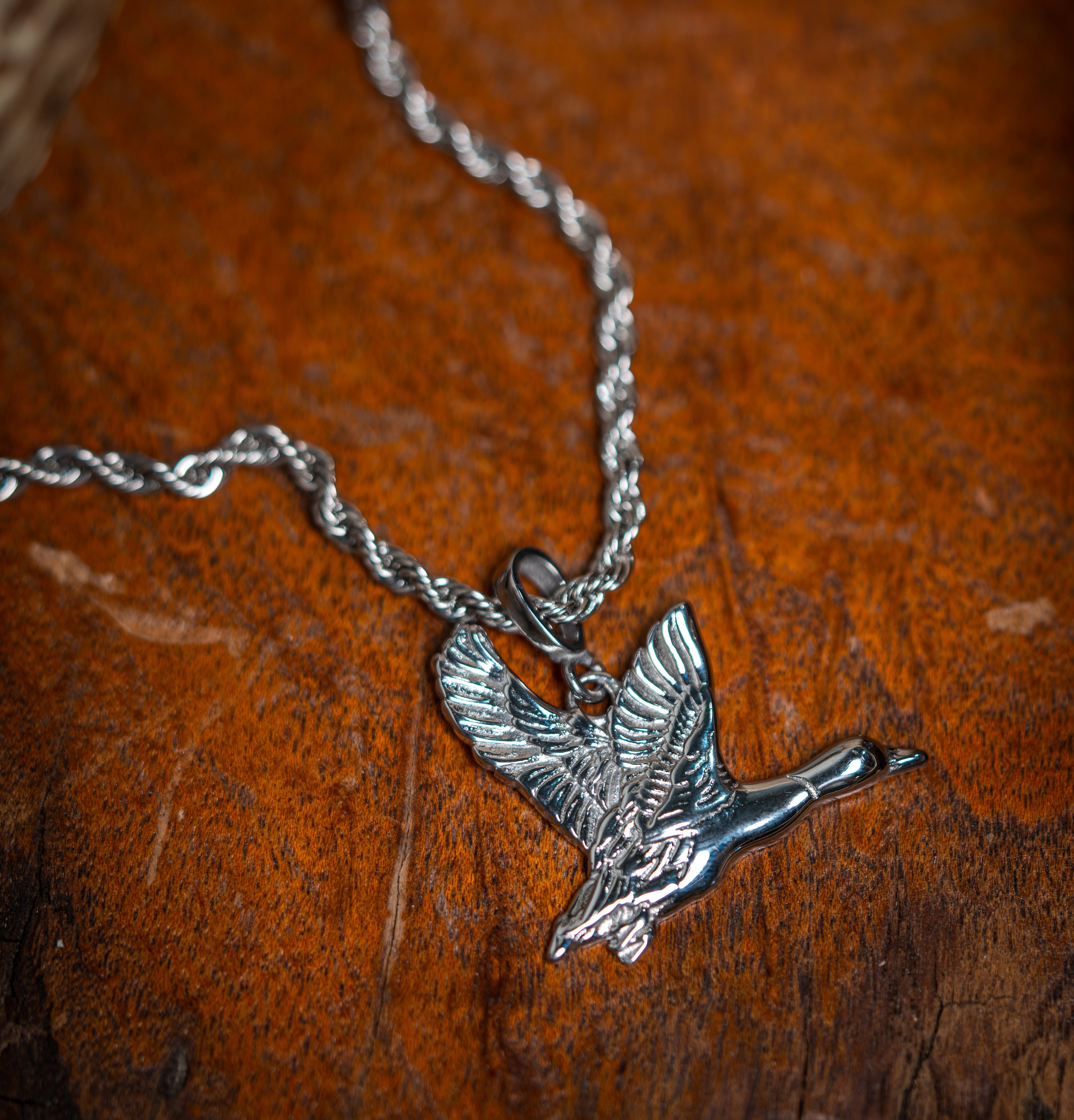 Stainless Mallard Necklace. – TEXAS COAST WATERFOWL